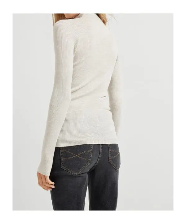 Brunello Cucinelli Monili-chain Half-zip Jumper - White