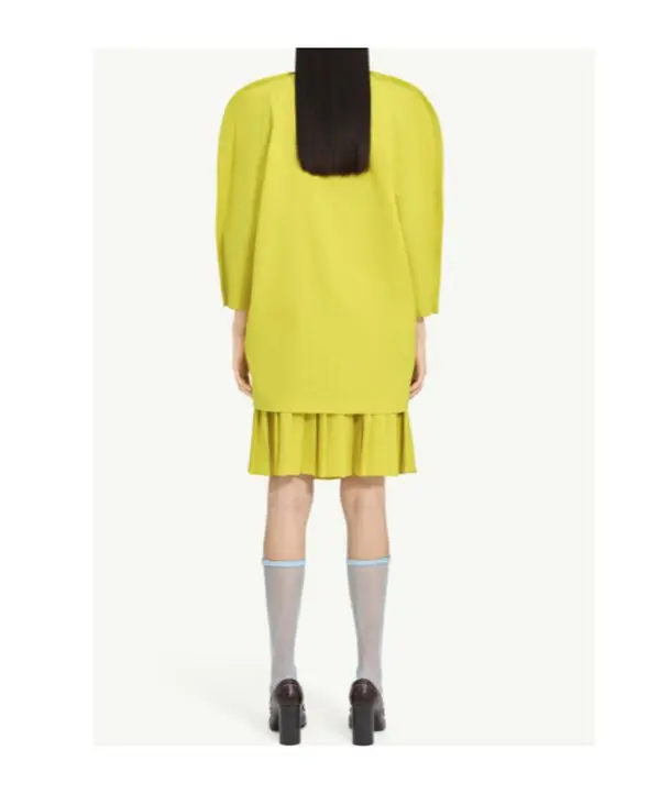 MAISON MARGIELA Lime Yellow Pleated Mini Dress