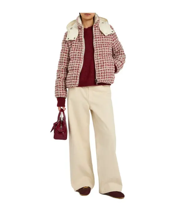 Moncler Plaid Padded Metallic-tweed Jacket