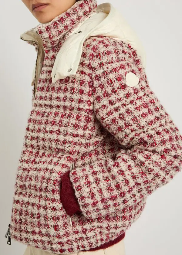 Moncler Plaid Padded Metallic-tweed Jacket