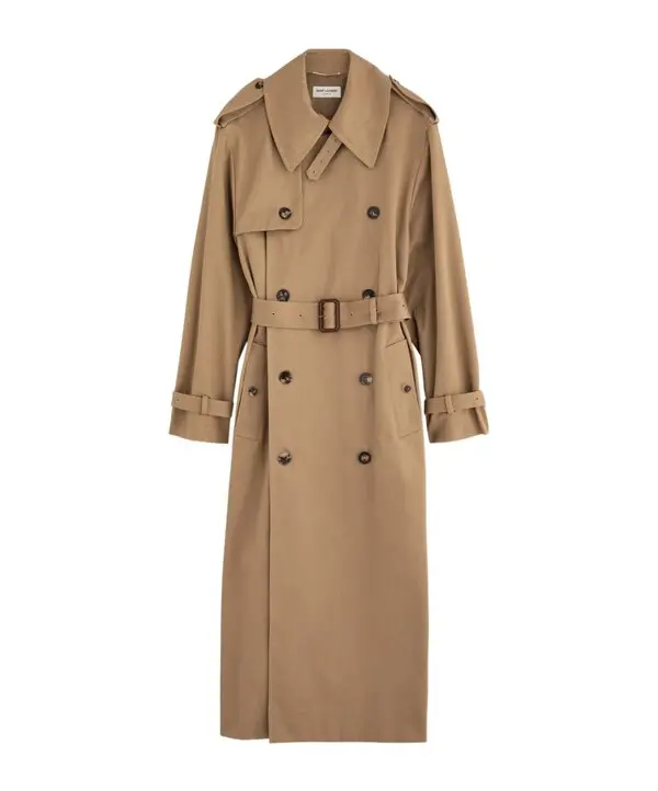 Saint Laurent Double-breasted Cotton Twill Trench Coat