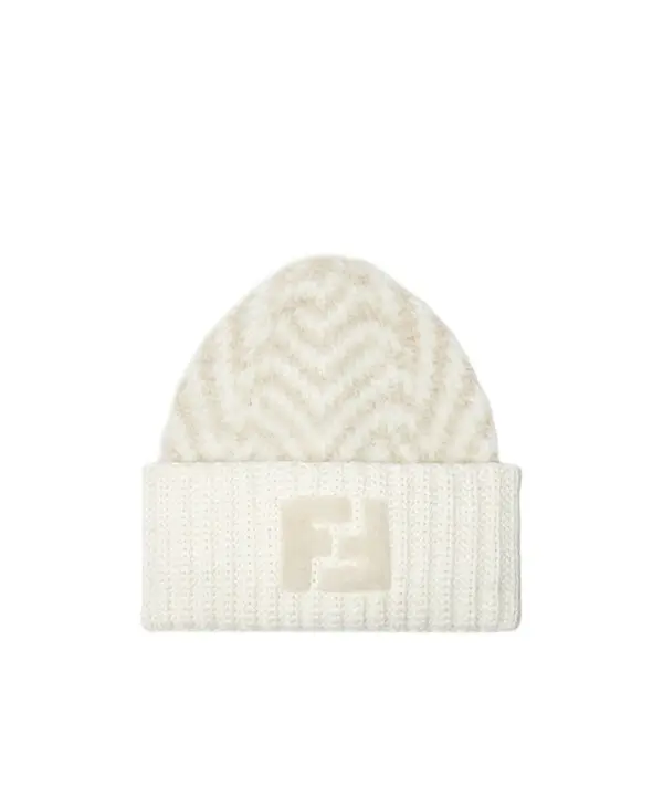 Fendi 3d Ff Beanie - White