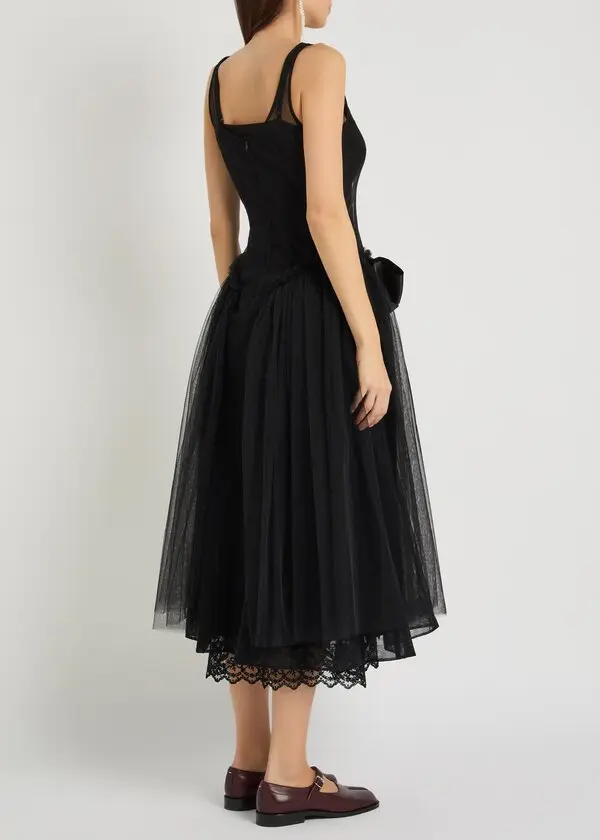 Simone Rocha Bow-appliquéd Tulle Midi Dress