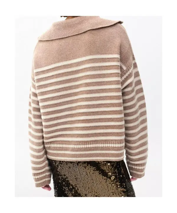 Rag & Bone Striped Half-zip Sweater - Camel
