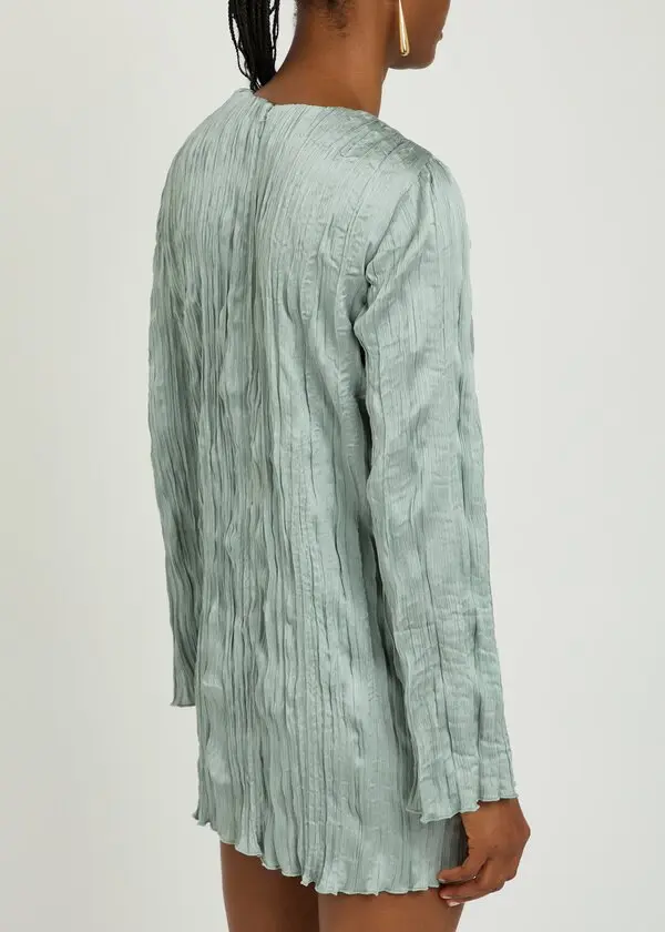 Staud Kona Plissé Mini Dress - Gray