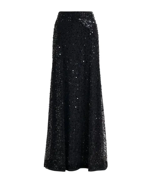 Essentiel Antwerp Panelled Maxi Skirt With Sequin And Bead Embellishments - Black