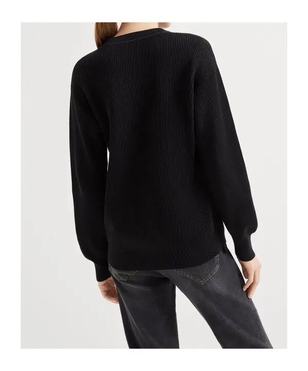 Brunello Cucinelli Cotton Ribbed Crew Neck Sweater