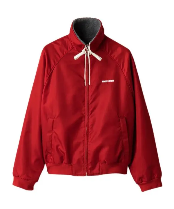 Miu Miu Technical Gazar And Fleece Reversible Bomber Jacket - Red