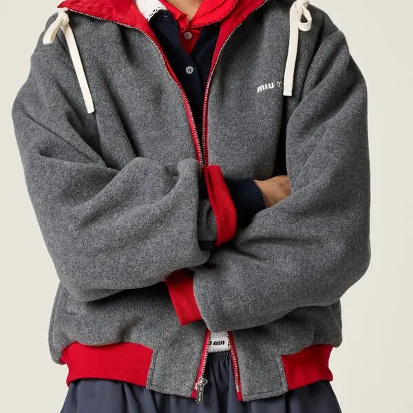 Miu Miu Technical Gazar And Fleece Reversible Bomber Jacket - Red