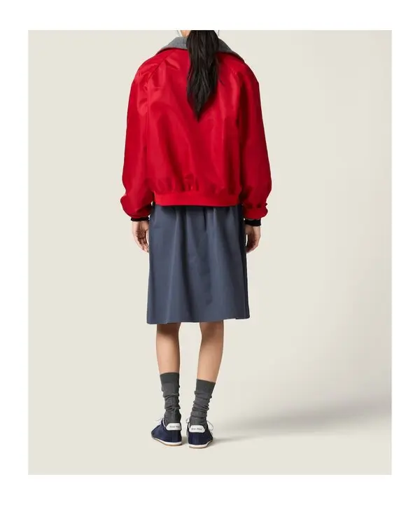 Miu Miu Technical Gazar And Fleece Reversible Bomber Jacket - Red