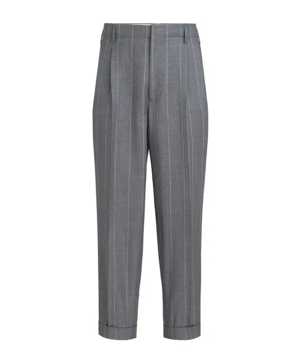 Brunello Cucinelli Virgin Wool Chalk Stripe Trousers With Double Pleats