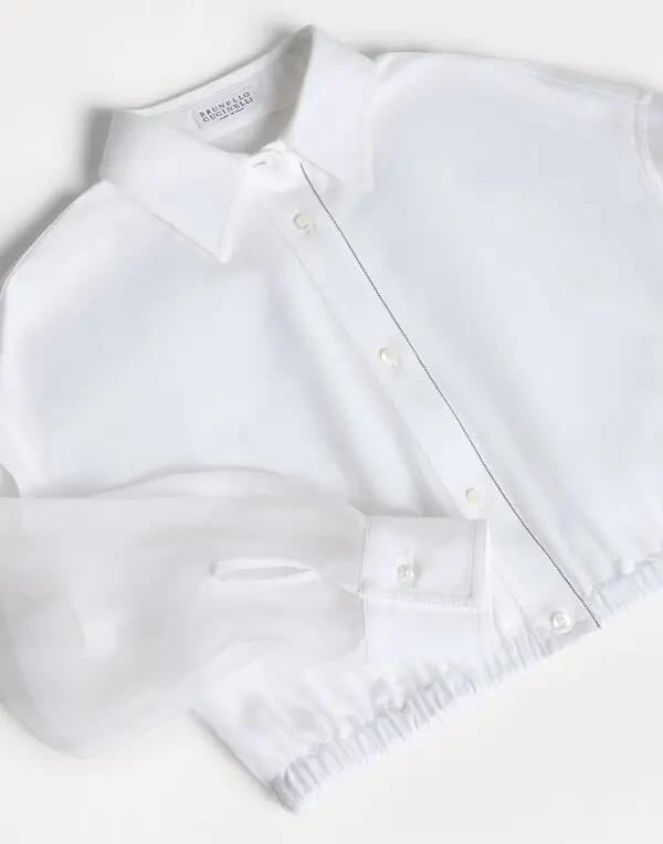 Brunello Cucinelli Sheer Sleeve Cotton Shirt