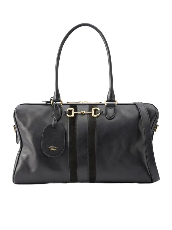 Gucci Large Boston Bag With Horsebit Detail - Black