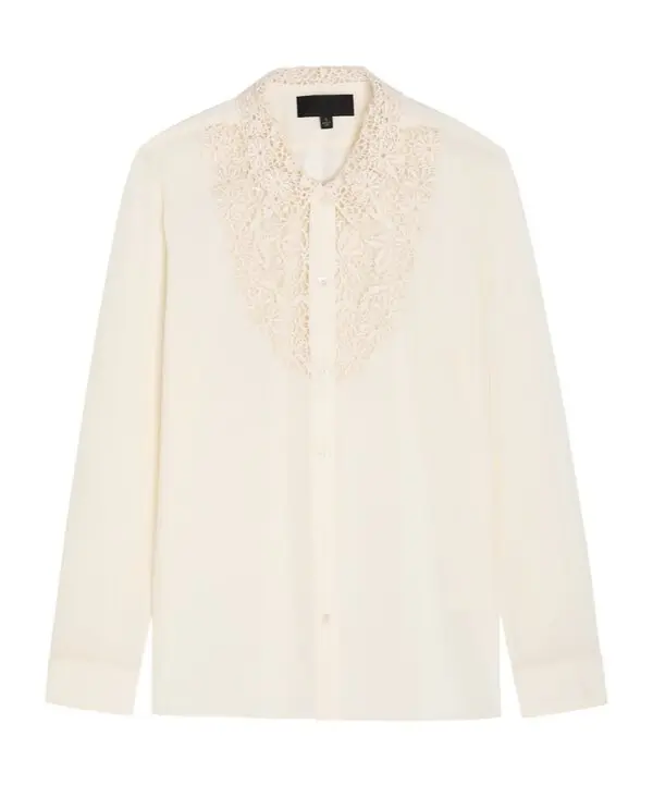 NILI LOTAN Zola Lace And Silk Shirt - White