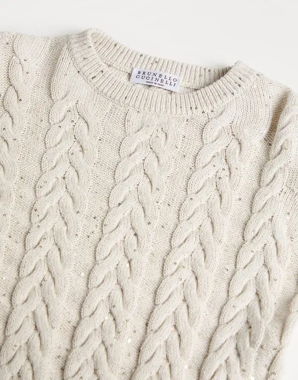 Brunello Cucinelli Dazzling Double-cable Sweater With Sequins