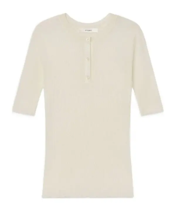 FRAME The Henley Rib Tee - Cream
