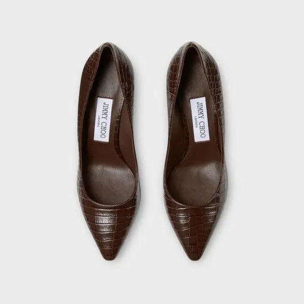 JIMMY CHOO 85mm Croc Effect Leather Pointed Toe Stiletto Pumps