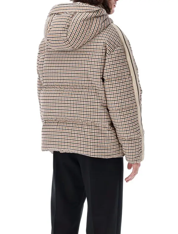 Palm Angels Micro Check Hooded Puffer Jacket