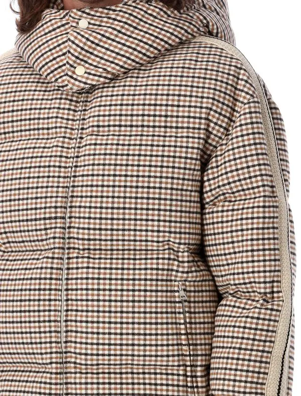 Palm Angels Micro Check Hooded Puffer Jacket