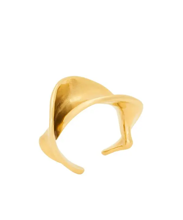 Saint Laurent Twisted Wave Open Cuff Bracelet - Antique Gold