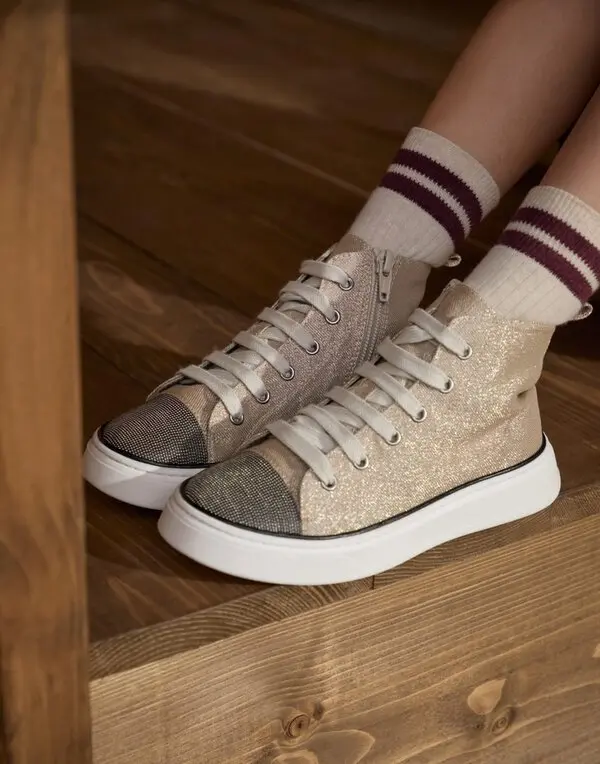 Brunello Cucinelli Glitter-detail High-top Sneakers - Nude