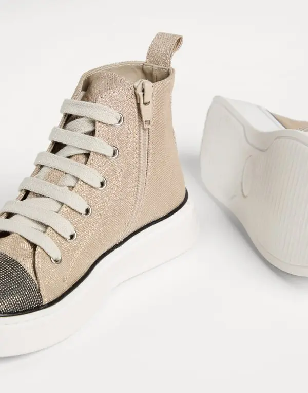 Brunello Cucinelli Glitter-detail High-top Sneakers - Nude