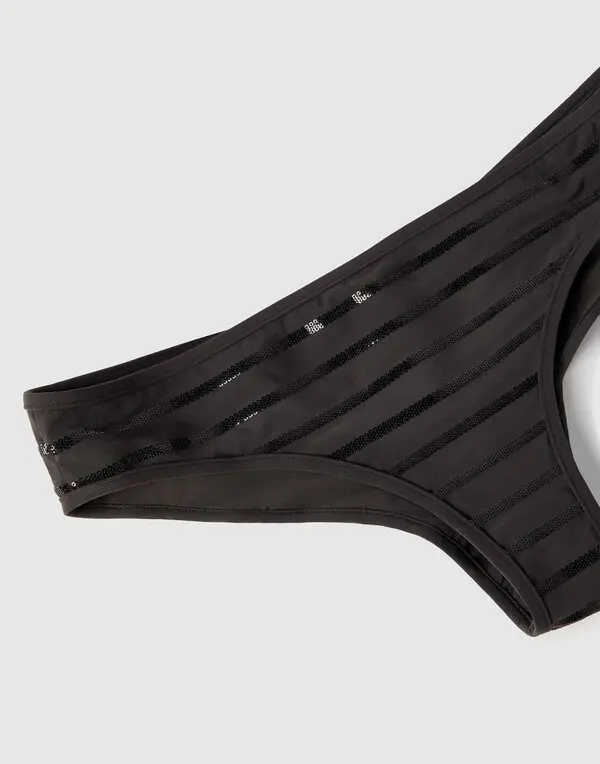 Brunello Cucinelli Stripes Monili Bikini Bottoms - Black