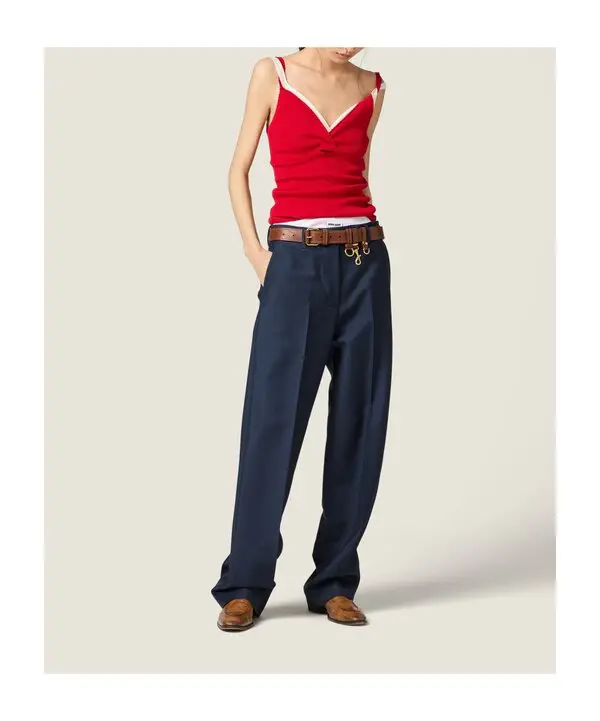 Miu Miu Ribbed Knit Camisole Top - Red