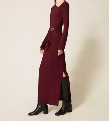 TWINSET Draped Asymmetric Maxi Dress - Brown