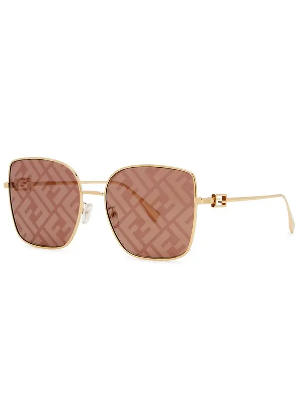 Fendi Ff-print Square-frame Sunglasses