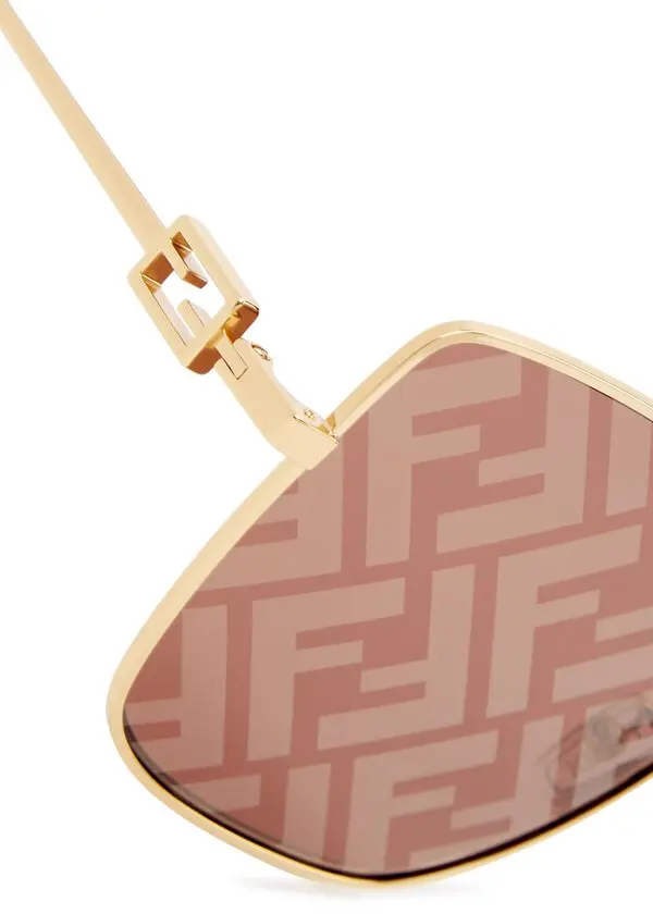 Fendi Ff-print Square-frame Sunglasses