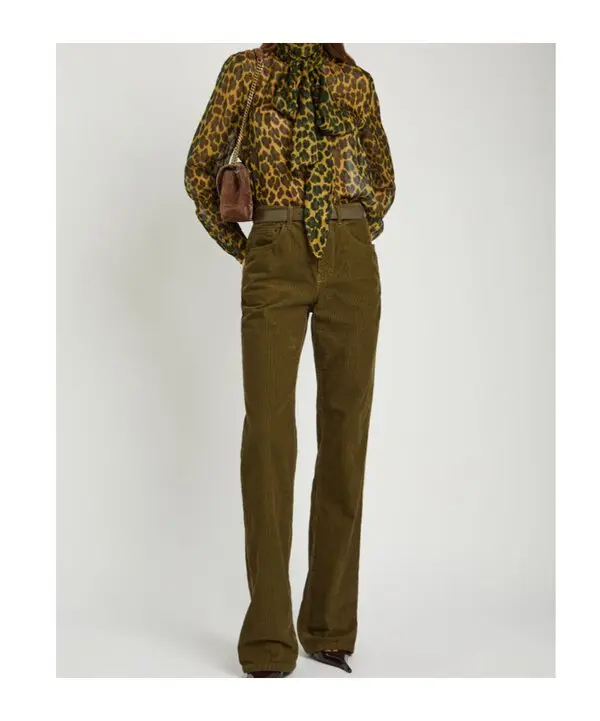 Saint Laurent Leopard Semi-sheer Silk Blouse