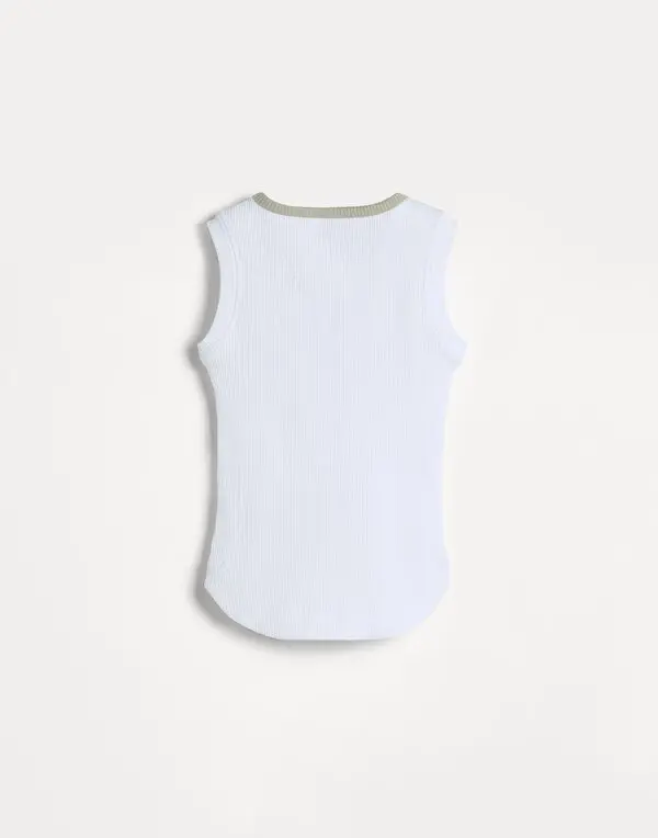 Brunello Cucinelli Ribbed Sleeveless Top With Curved Hem