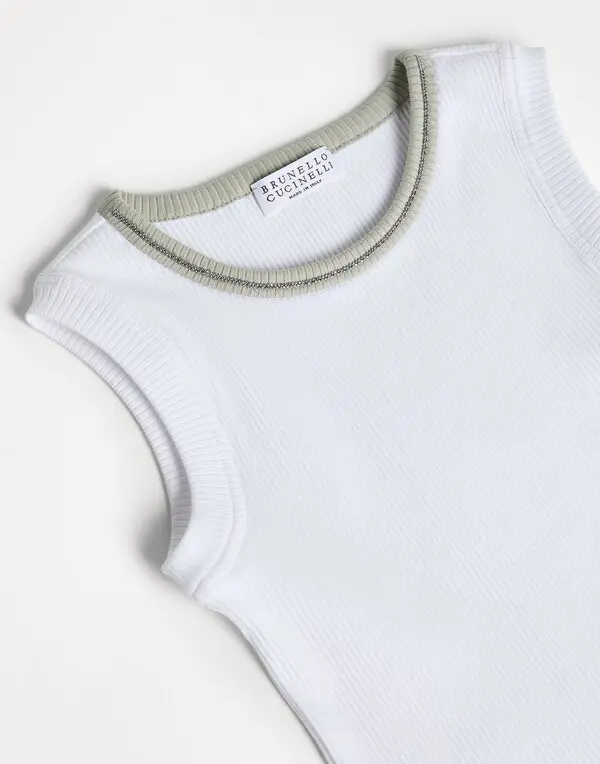 Brunello Cucinelli Ribbed Sleeveless Top With Curved Hem