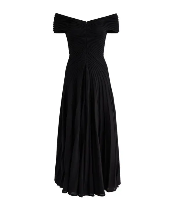 Alaïa Off-the-shoulder Ribbed Wool Midi Dress