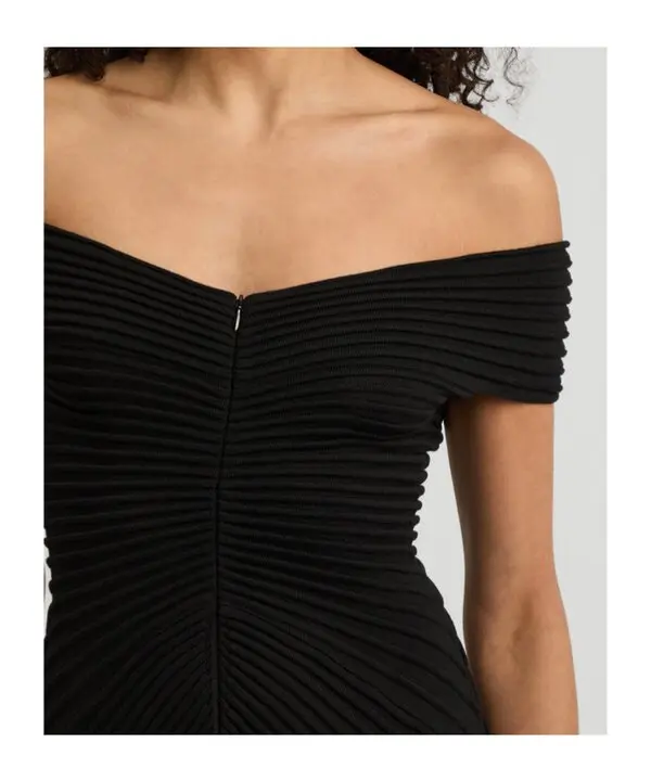Alaïa Off-the-shoulder Ribbed Wool Midi Dress
