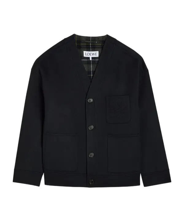 Loewe Embossed-anagram Wool And Cashmere-blend Cardigan