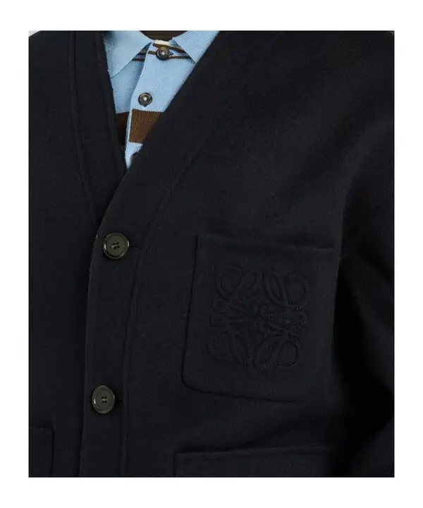 Loewe Embossed-anagram Wool And Cashmere-blend Cardigan