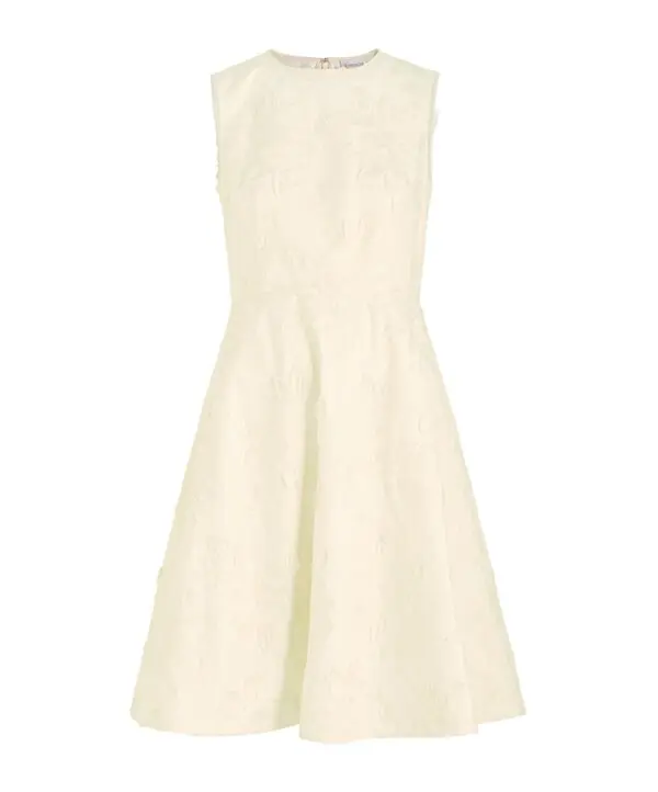 Moncler Floral Jacquard Cotton-twill Mini Dress - White