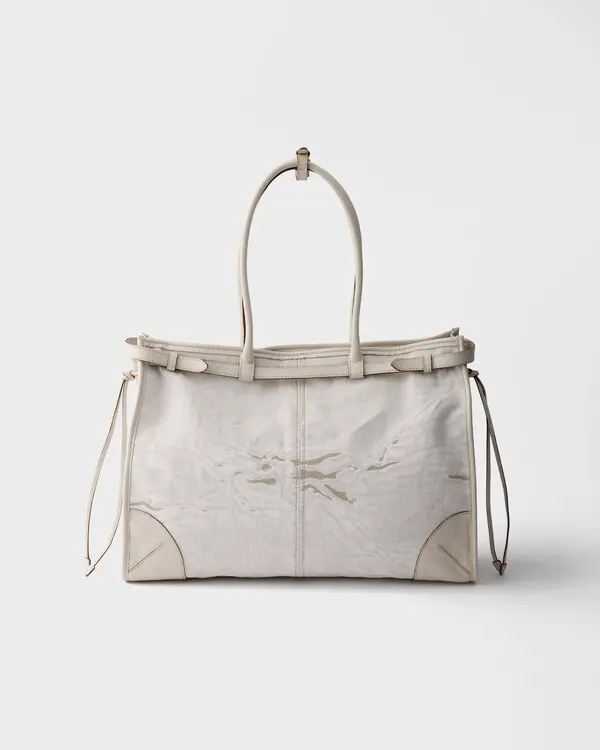 Prada Bonnie Extra-large Printed Linen And Leather Tote Bag