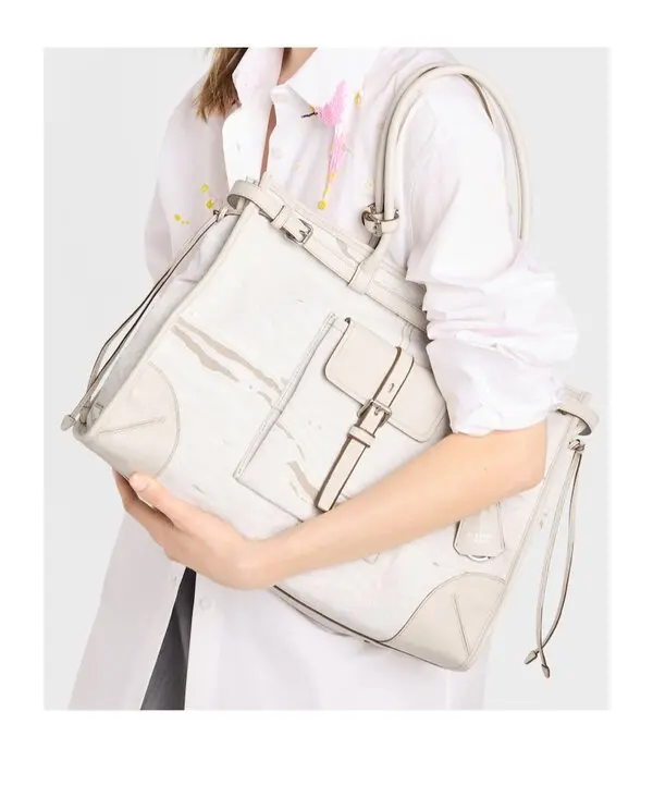 Prada Bonnie Extra-large Printed Linen And Leather Tote Bag