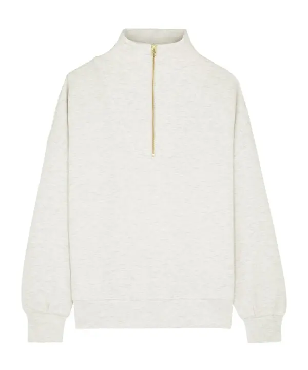 Varley Doublesoft Stretch-jersey Sweatshirt With Half-zip Neck - White