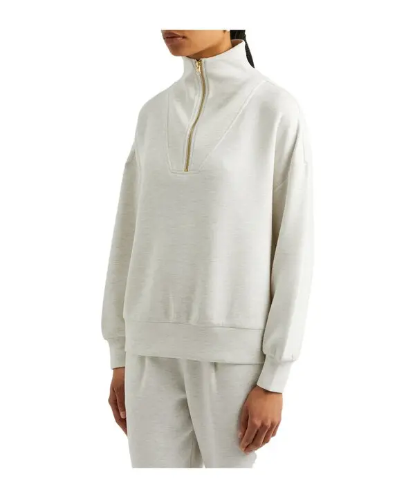 Varley Doublesoft Stretch-jersey Sweatshirt With Half-zip Neck - White