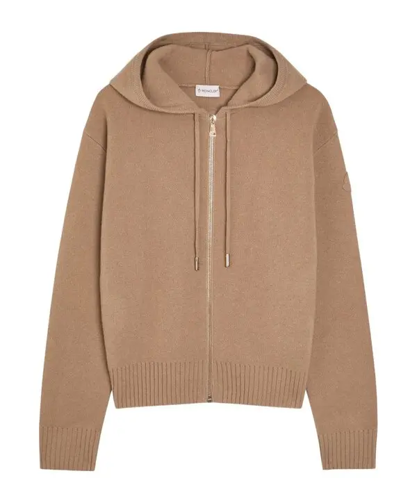 Moncler Hooded Wool And Cashmere-blend Cardigan