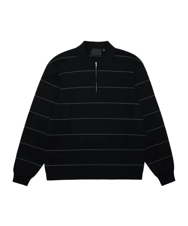 Rains Striped Knit Long-sleeved Polo Shirt
