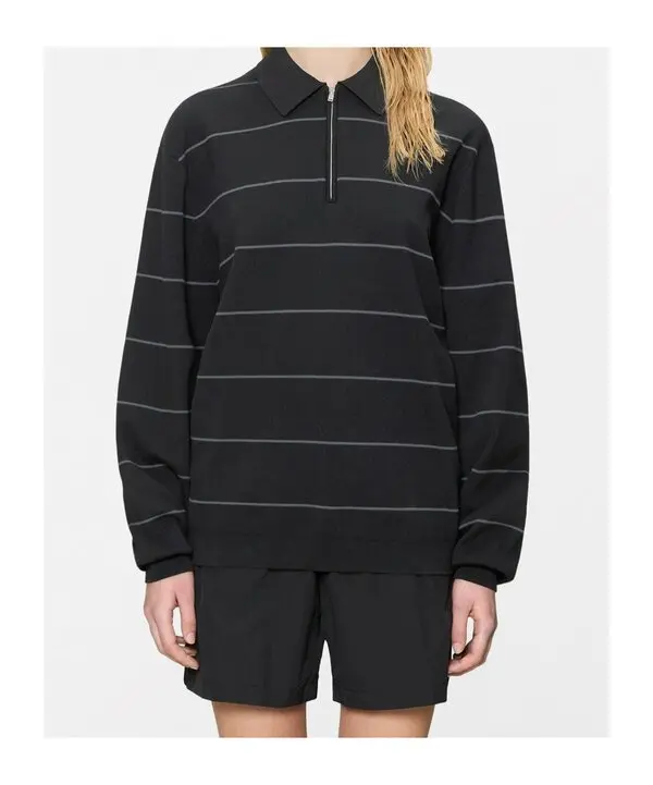 Rains Striped Knit Long-sleeved Polo Shirt
