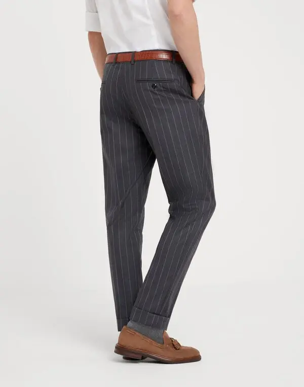 Brunello Cucinelli Virgin-wool Pinstripe Trousers - Grey