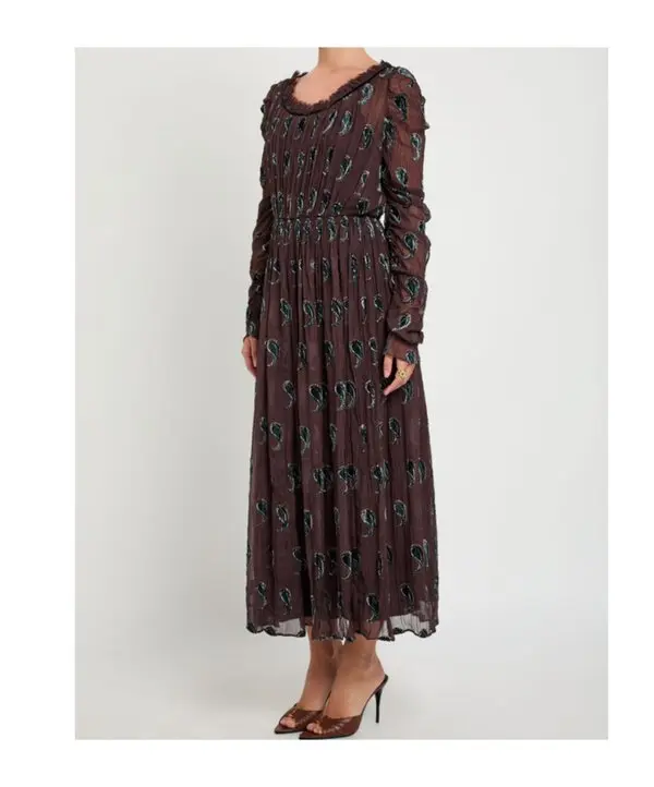 Tory Burch Paisley-devoré Silk-blend Midi Dress - Black