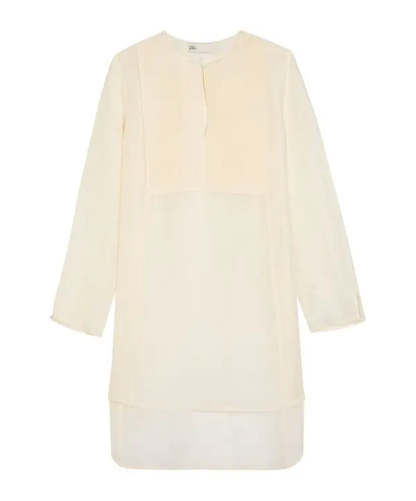 Tory Burch Pintucked Linen And Silk-blend Tunic - White