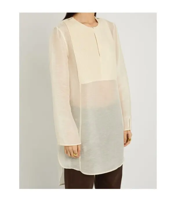 Tory Burch Pintucked Linen And Silk-blend Tunic